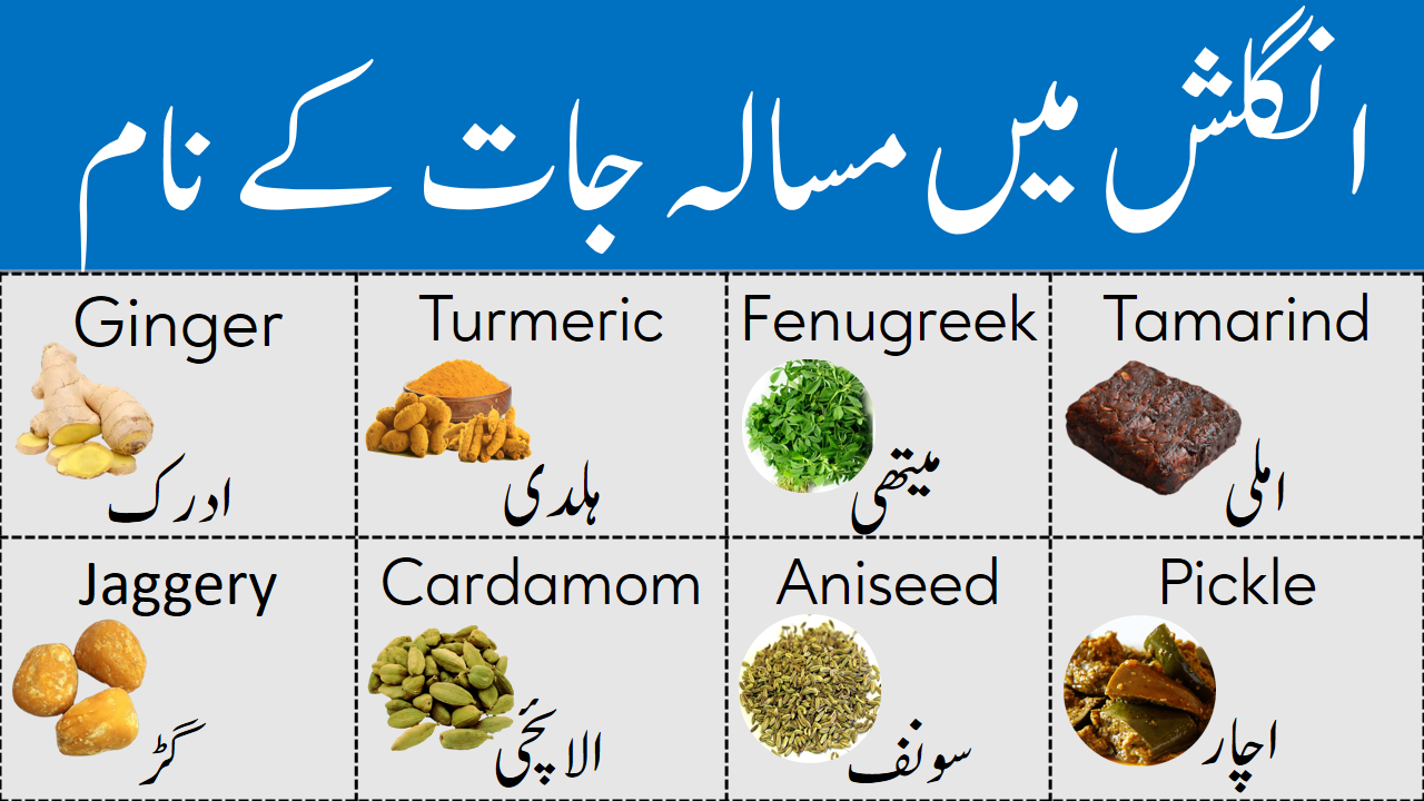 List Of Spices With Urdu Meanings Spices Vocabulary List Of Spices With Urdu Meanings Spices Vocabulary