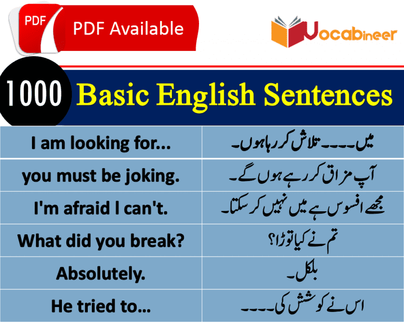 1500 Daily Use Sentences With Urdu Translation PDF