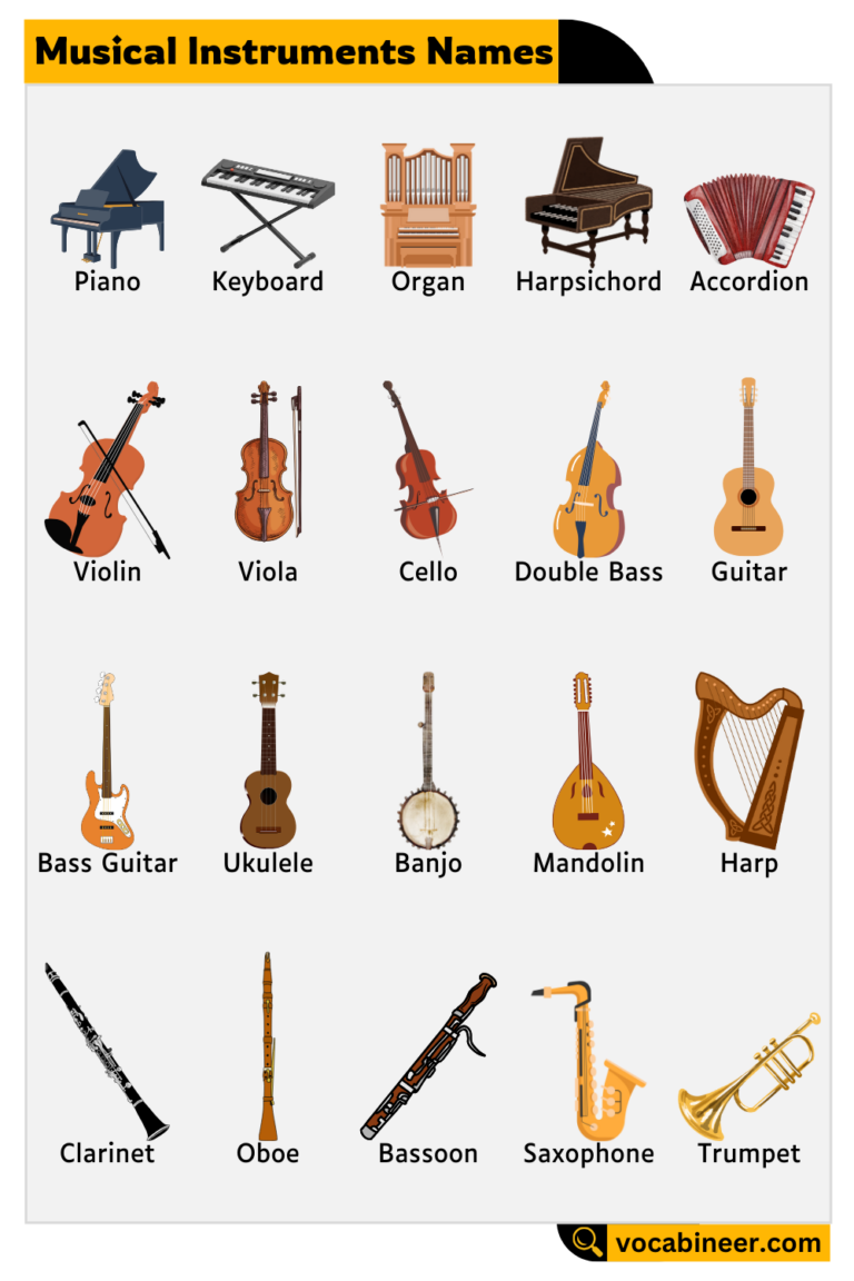 Musical Instruments Vocabulary – Learn Instrument Names