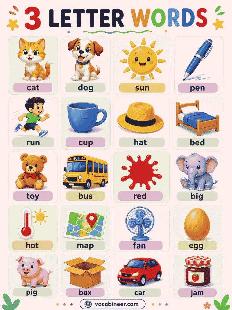 3 Letter Words: List of 2200 Three Letter Words Examples