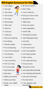 100 Easy English Sentences for Kids to Learn and Speak Daily