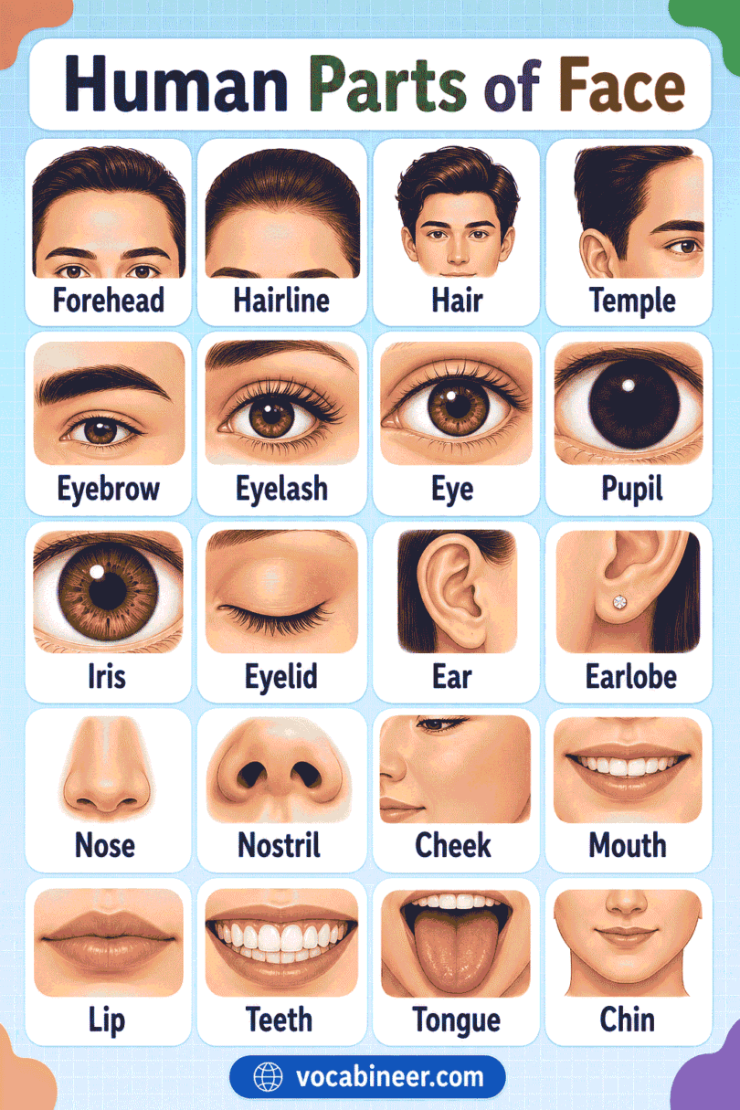 Human Parts of the Face in English with Pictures