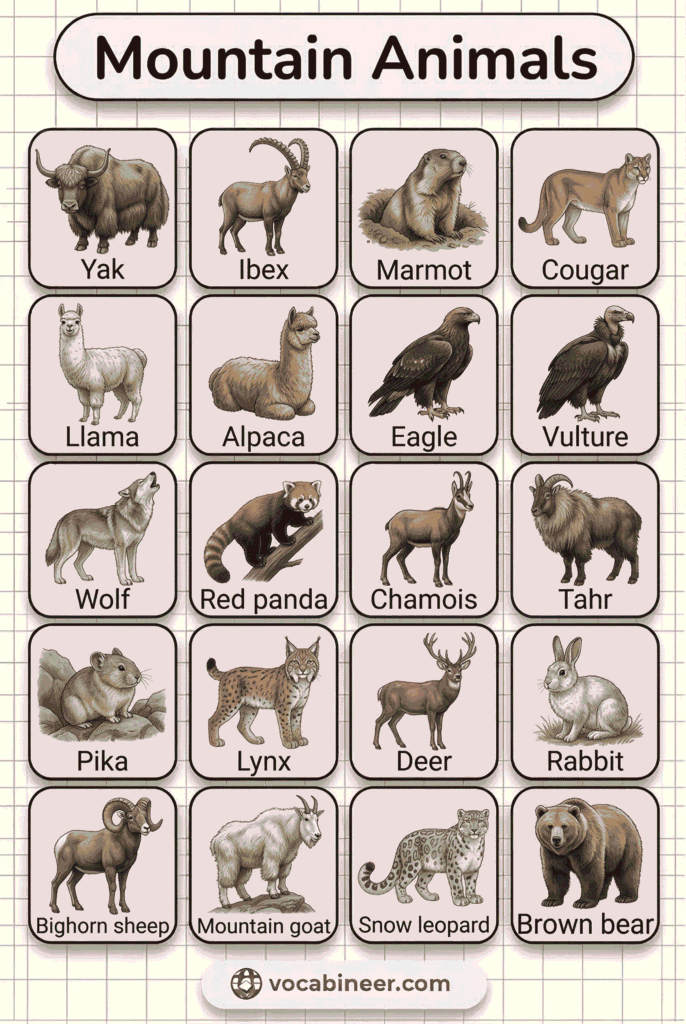 40+ Mountain Animals Names in English With Pictures (Complete List)