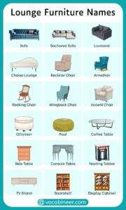 Lounge Furniture Names in English with Pictures