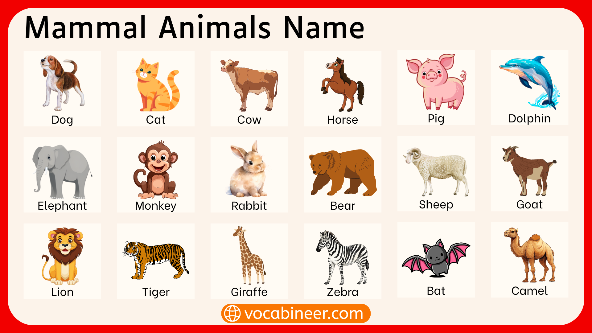 Mammal Animals Name: List of 90 Animals with their Pictures