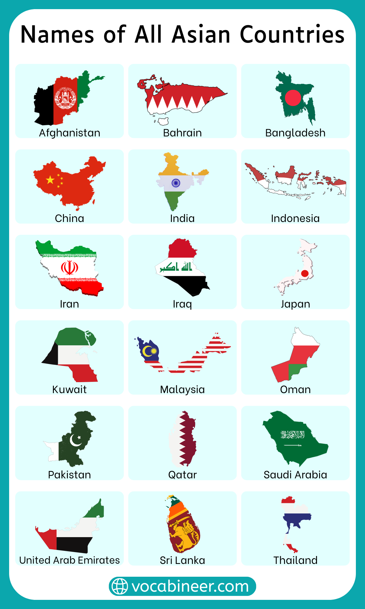 Names of all Asian Countries and their Capitals