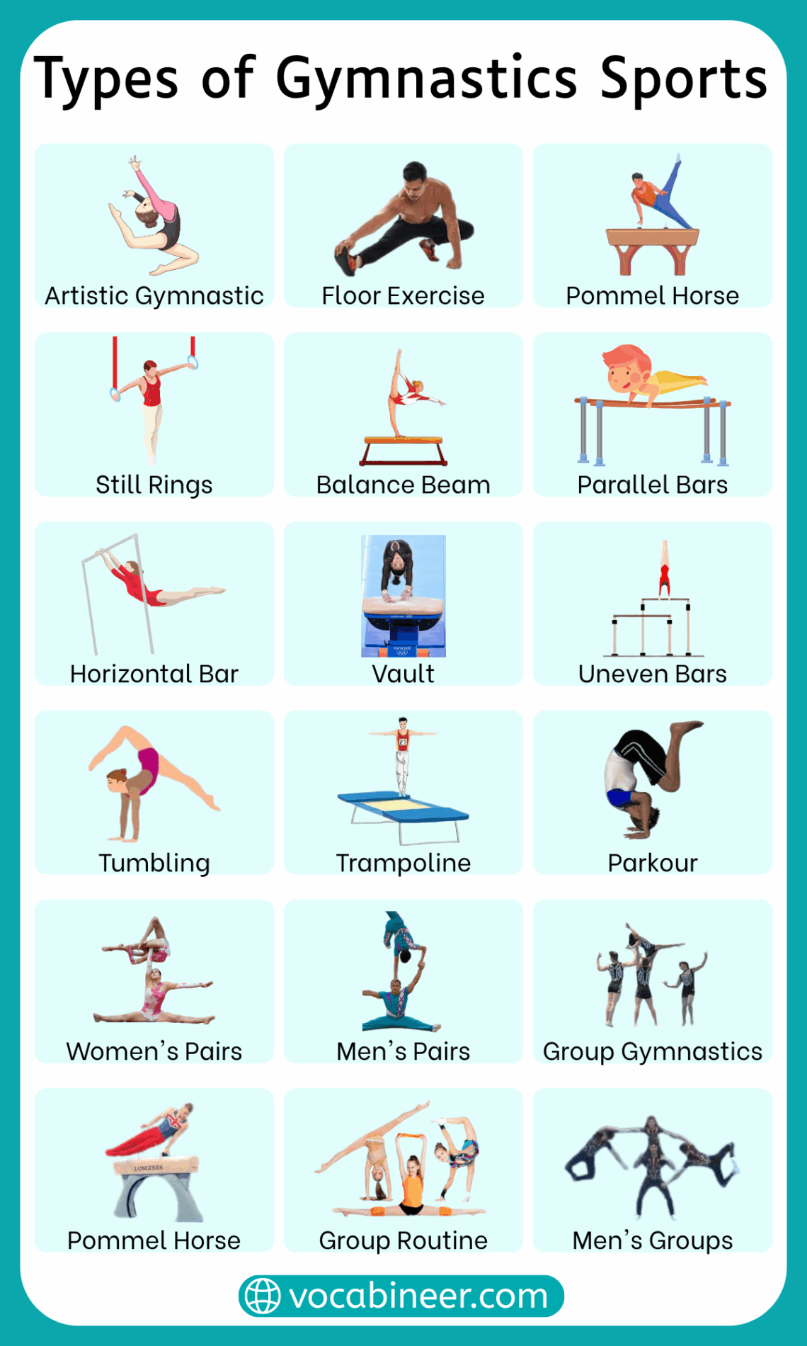 Types of Gymnastics Sports their Names and Pictures