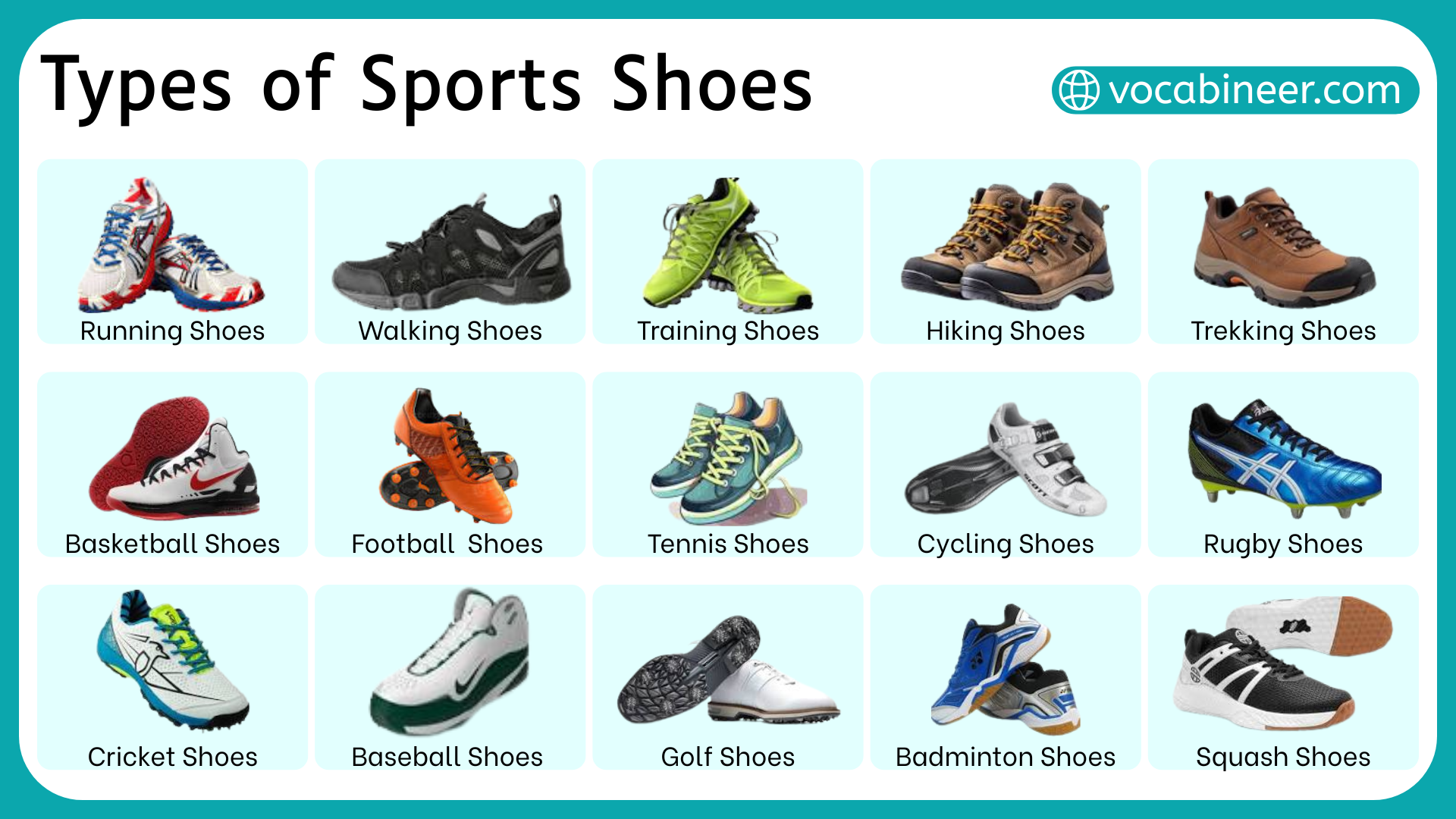 Different Types of Sports Shoes Name with Pictures