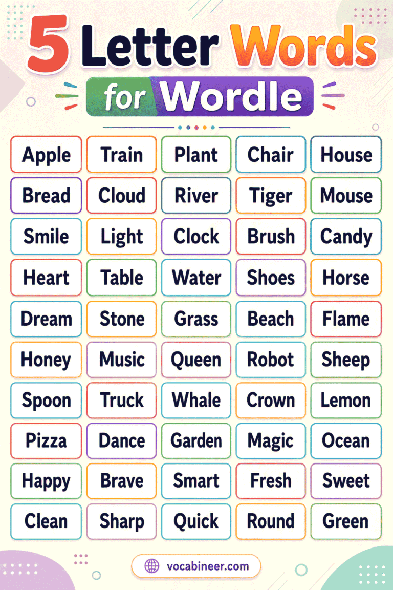 5 Letter Words in English with Meanings and Examples