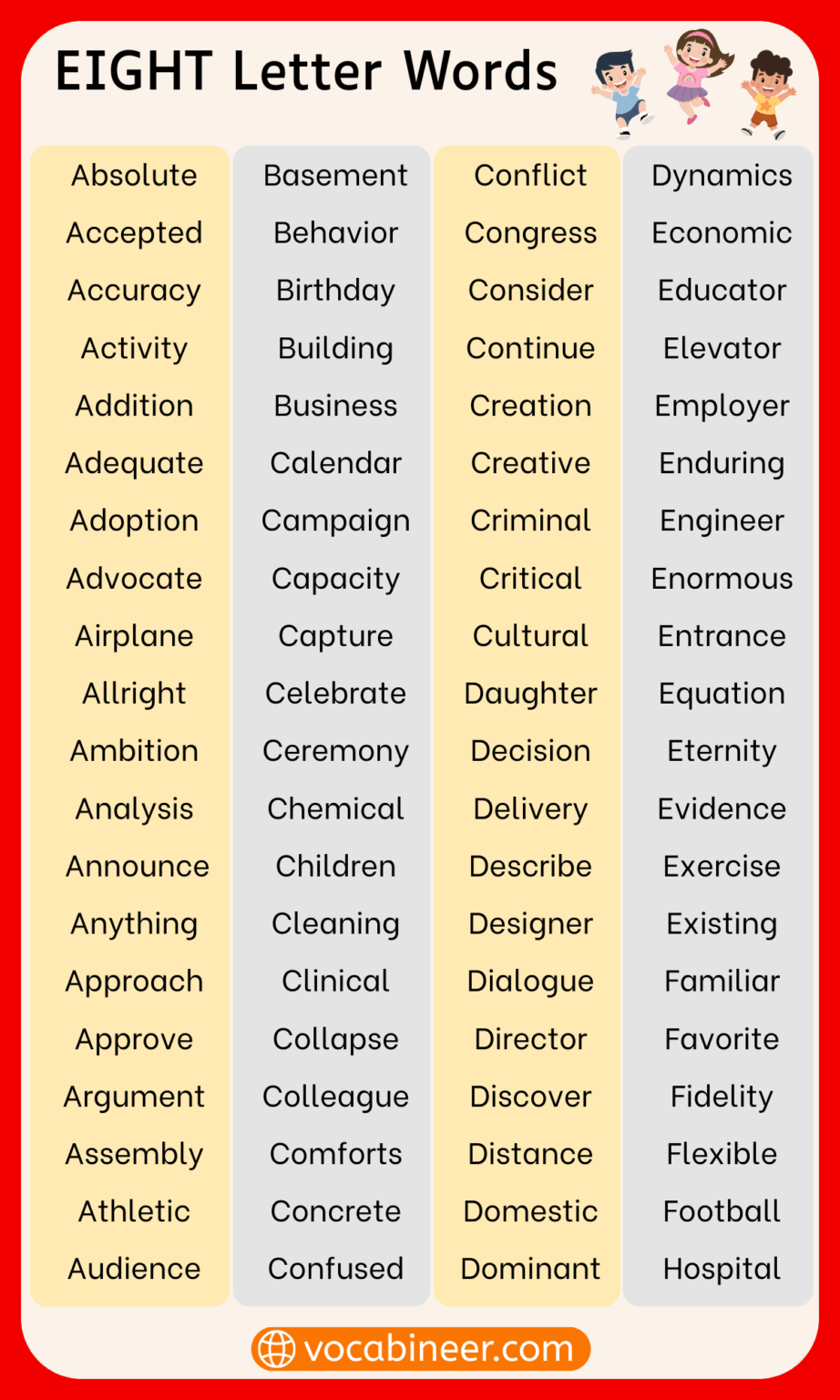 8 Letter Words in English: 1200+ Useful Examples for Learners
