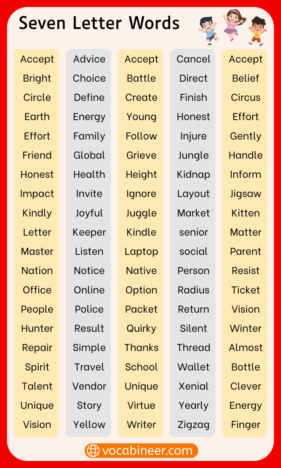 2000+ Six Letter Words for Kids – Easy List with Examples