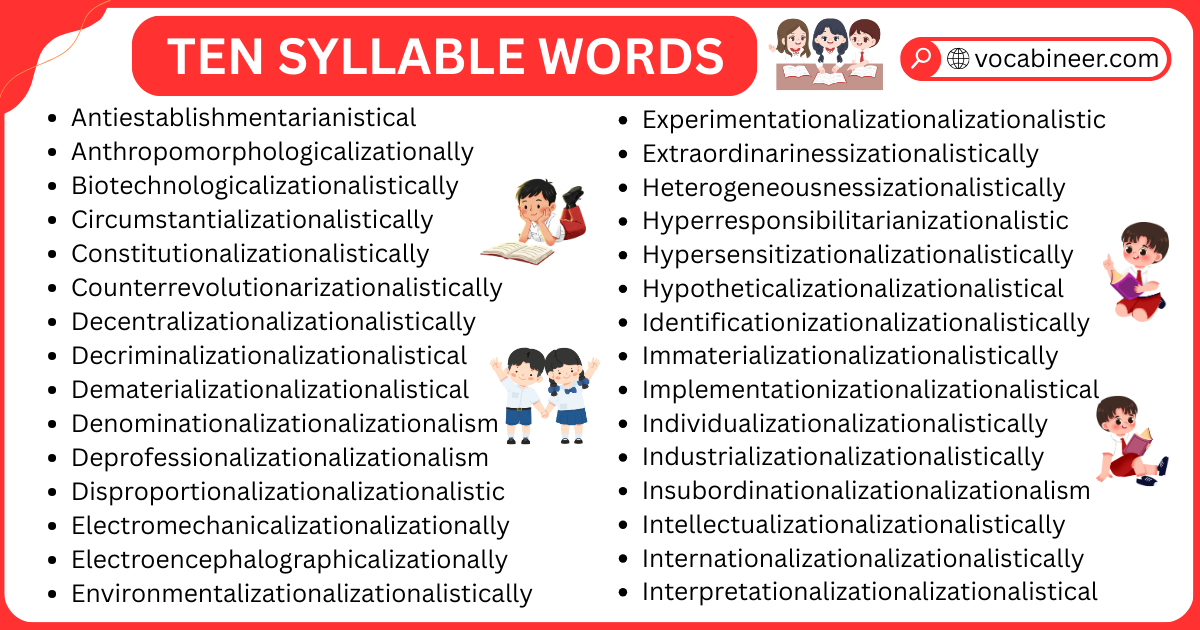 Ten Syllable Words in English with Meanings and Examples