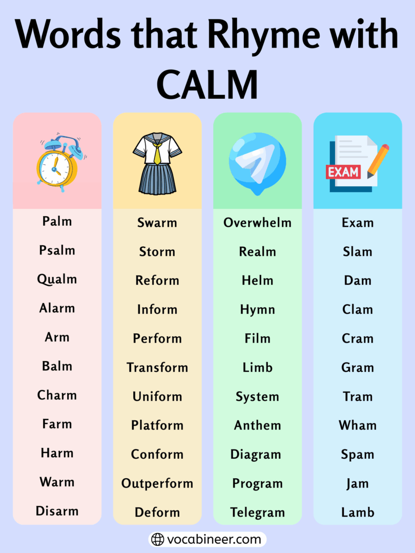 Lovely Rhymes with Calm: 693 Beautiful Words Collection