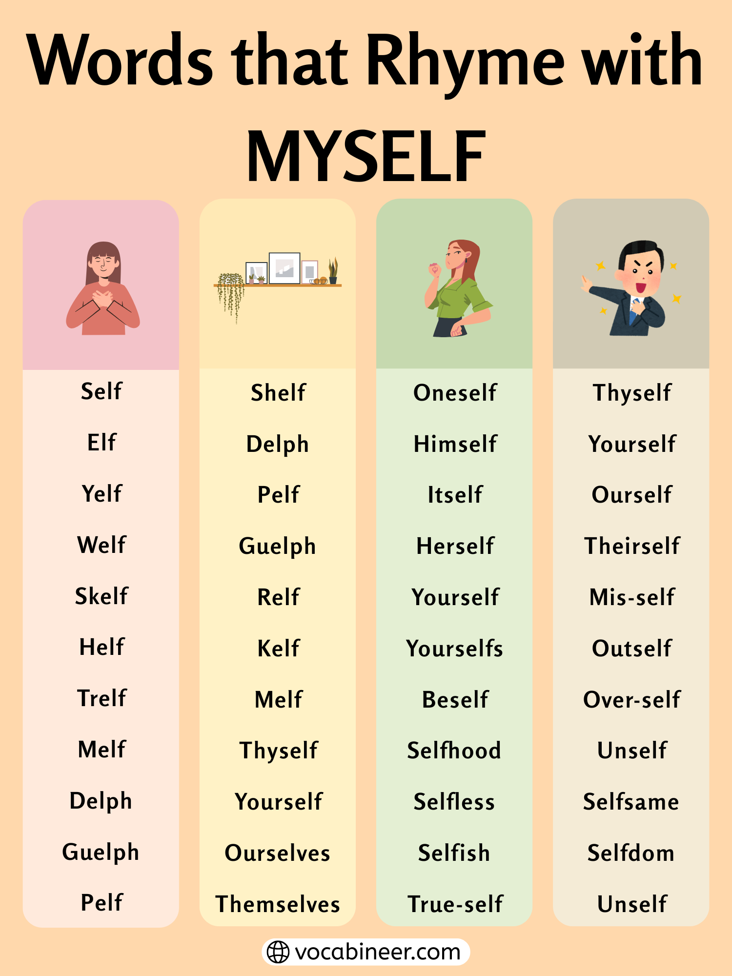 663 Amazing Words That Rhyme with Myself for Poems