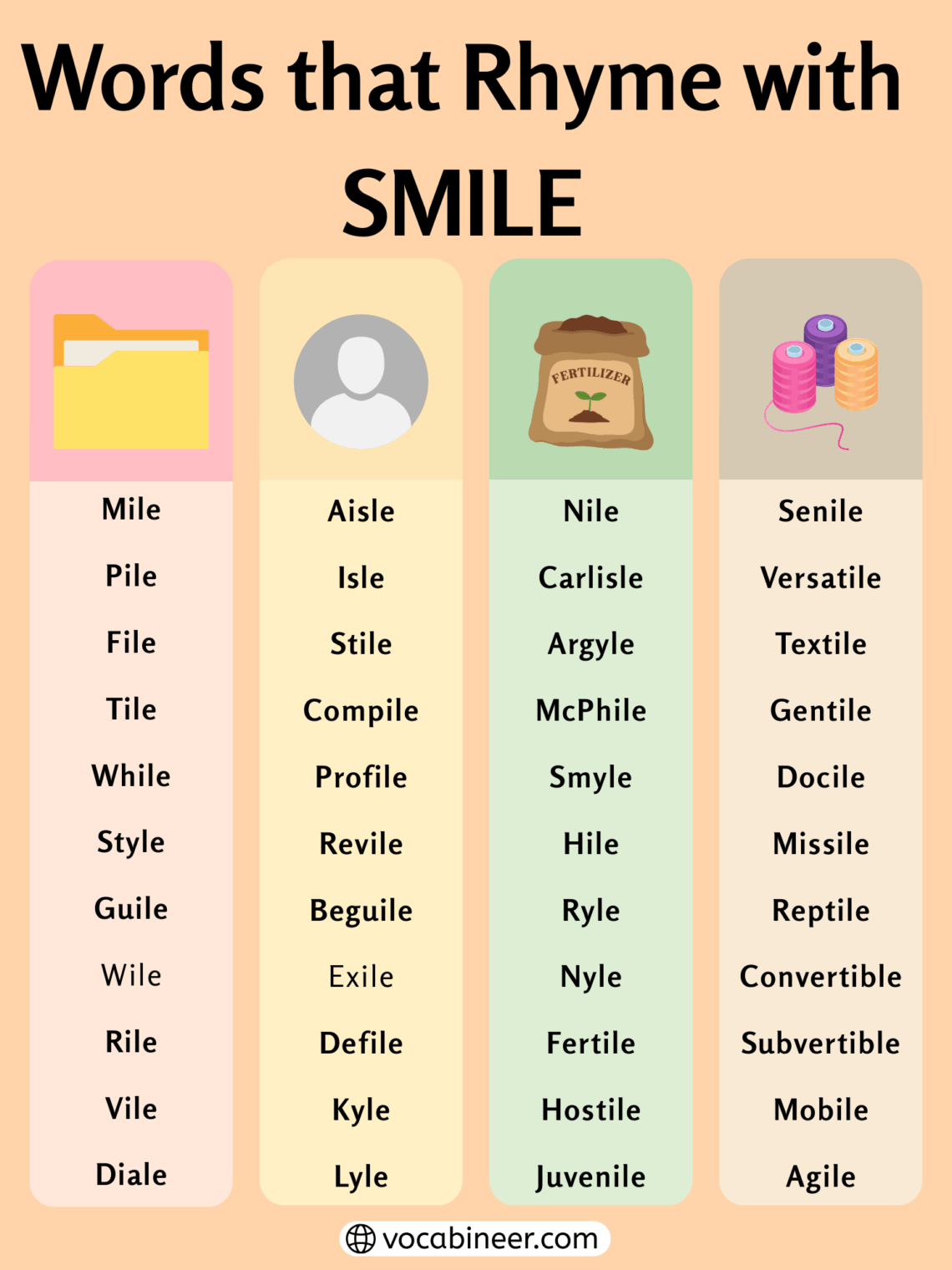 714 Beautiful Words That Rhyme with Smile in English