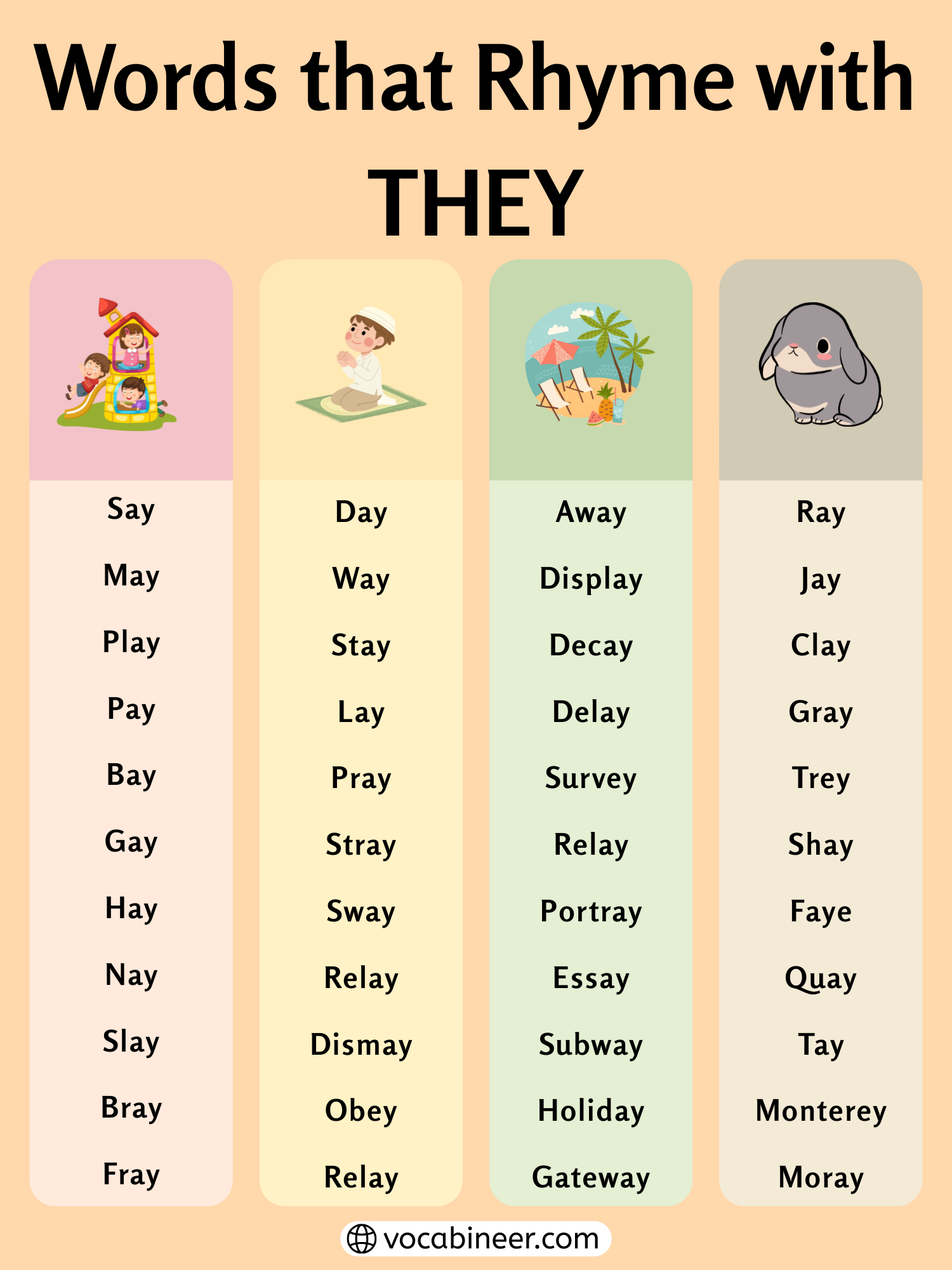 772 Meaningful Rhymes with They for Kindergarten