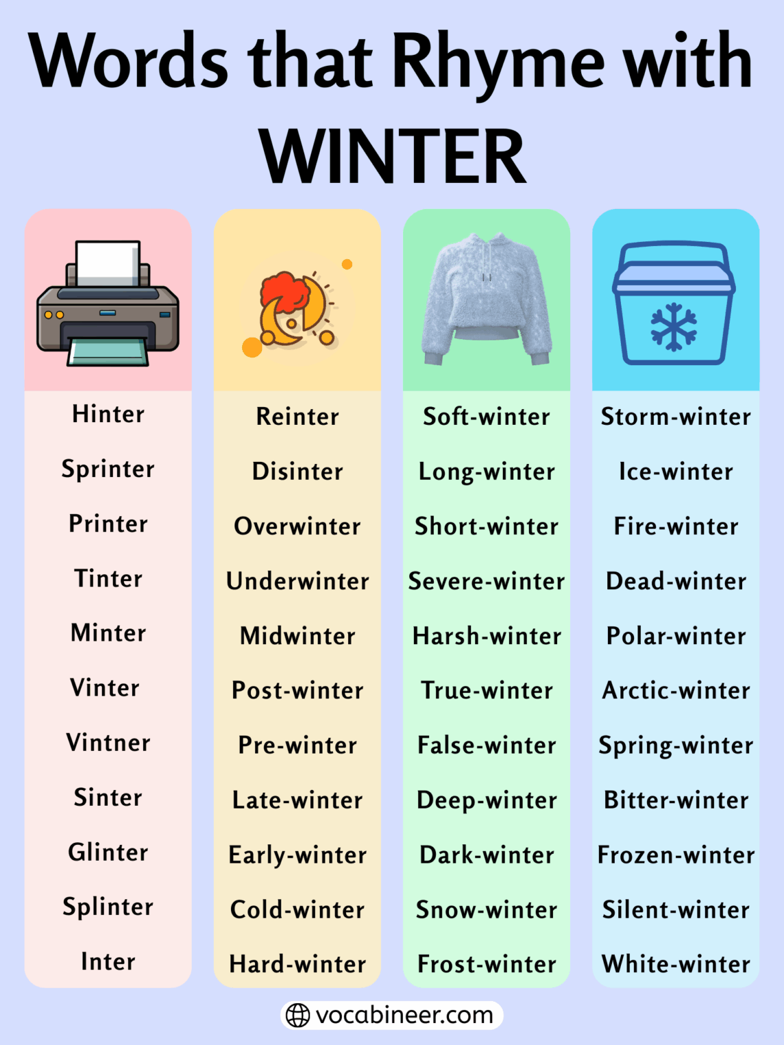 Lovely Rhymes with Winter: 642 Joyful Words Collection