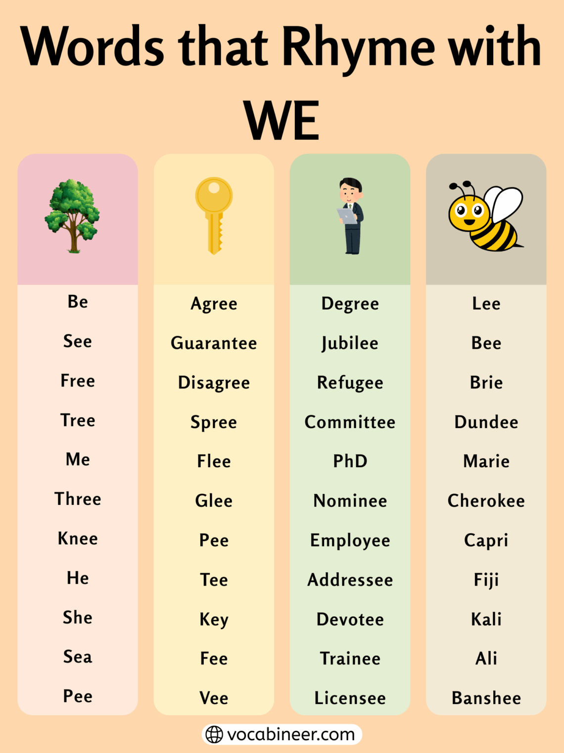 678 Examples of Rhymes with We in English