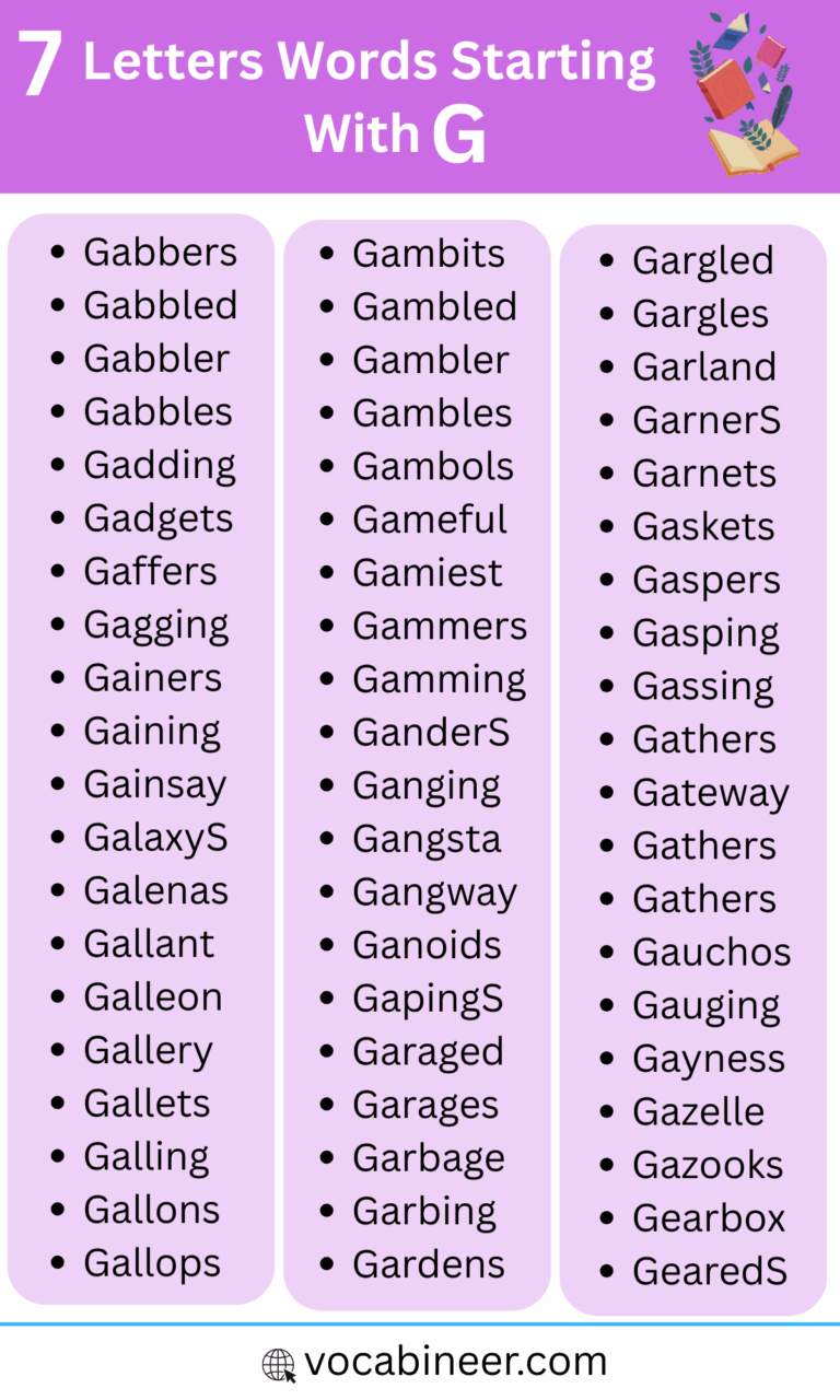 120 Simple 7 Letter Words That Start with G with Meanings