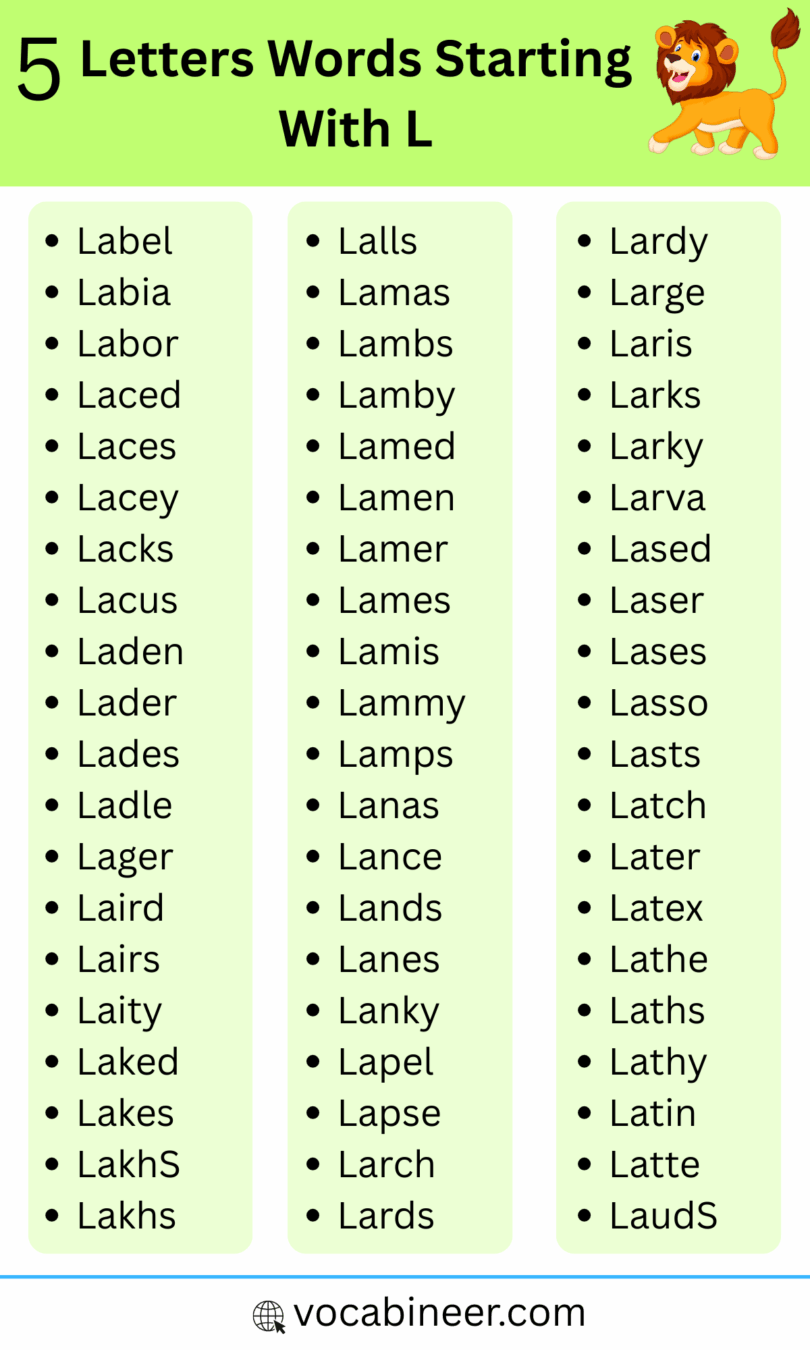 5 Letter Words Starting with L | 180+ Meaningful L Words List