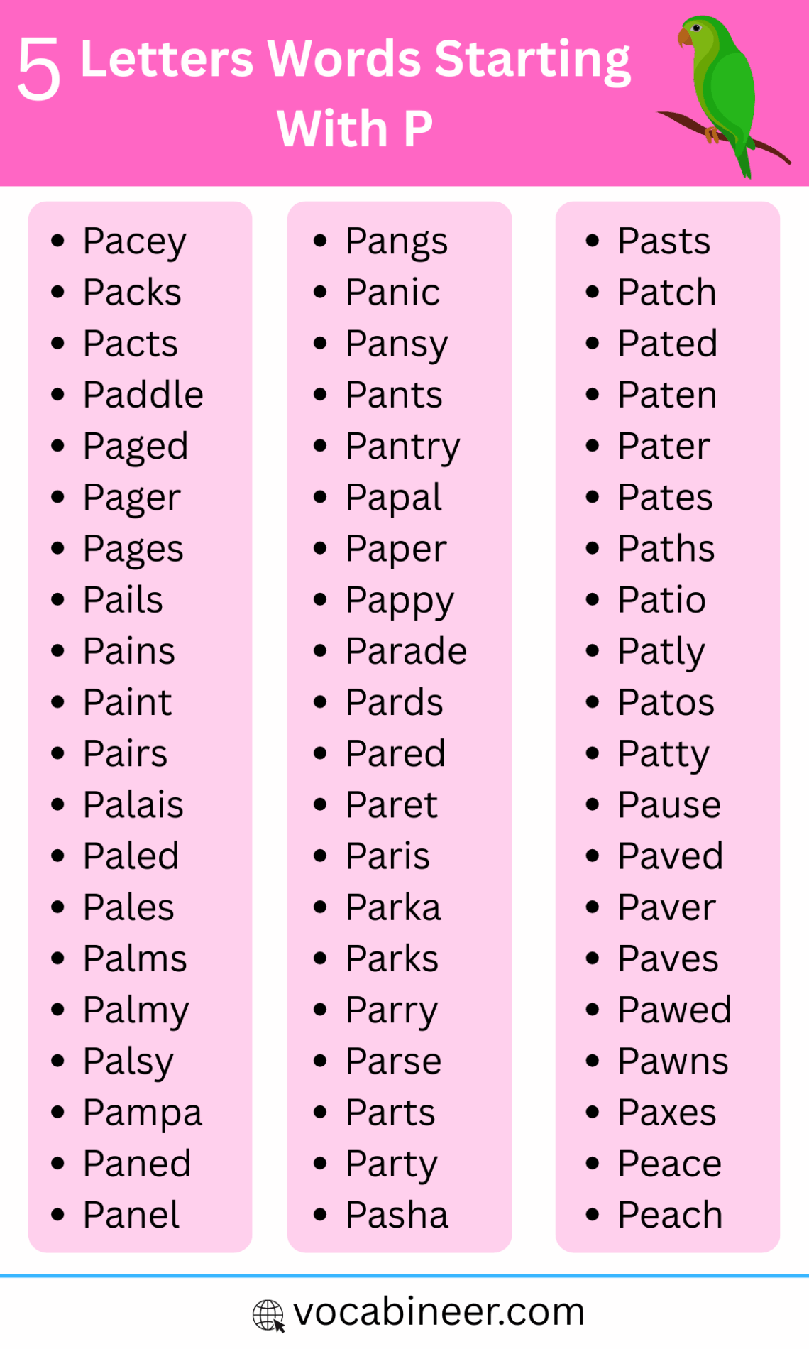 5 Letter Words Starting with P | 180+ Everyday P Words in English