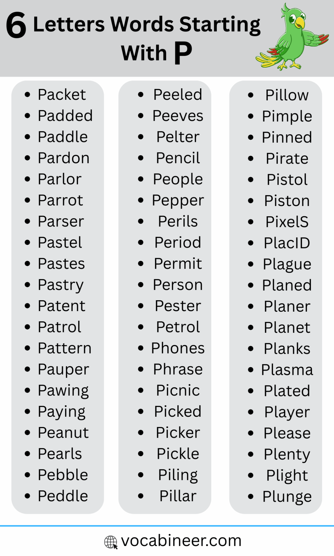 6 Letter P Words in English | List of Common Words with Meanings