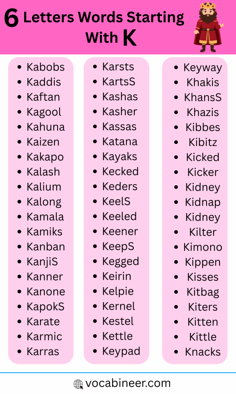6 Letter Words Starting with K | 150+ Common K Words in English