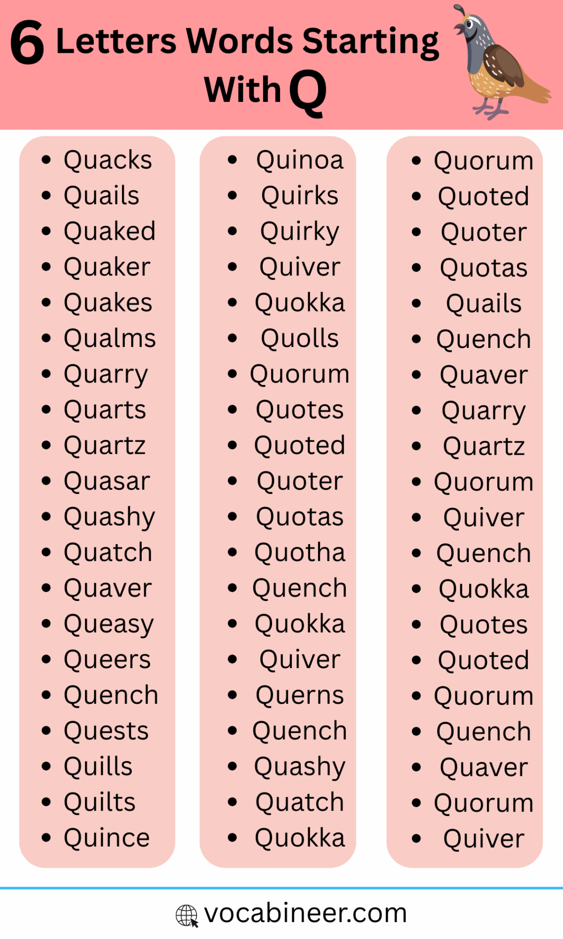 6 Letter Words Starting with Q | 110+ Common Q Words in English
