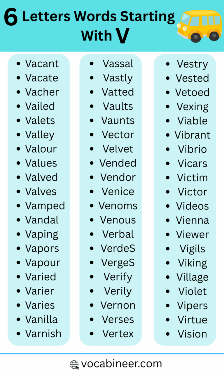 6 Letter Words that Begin with V | Useful V Words in English