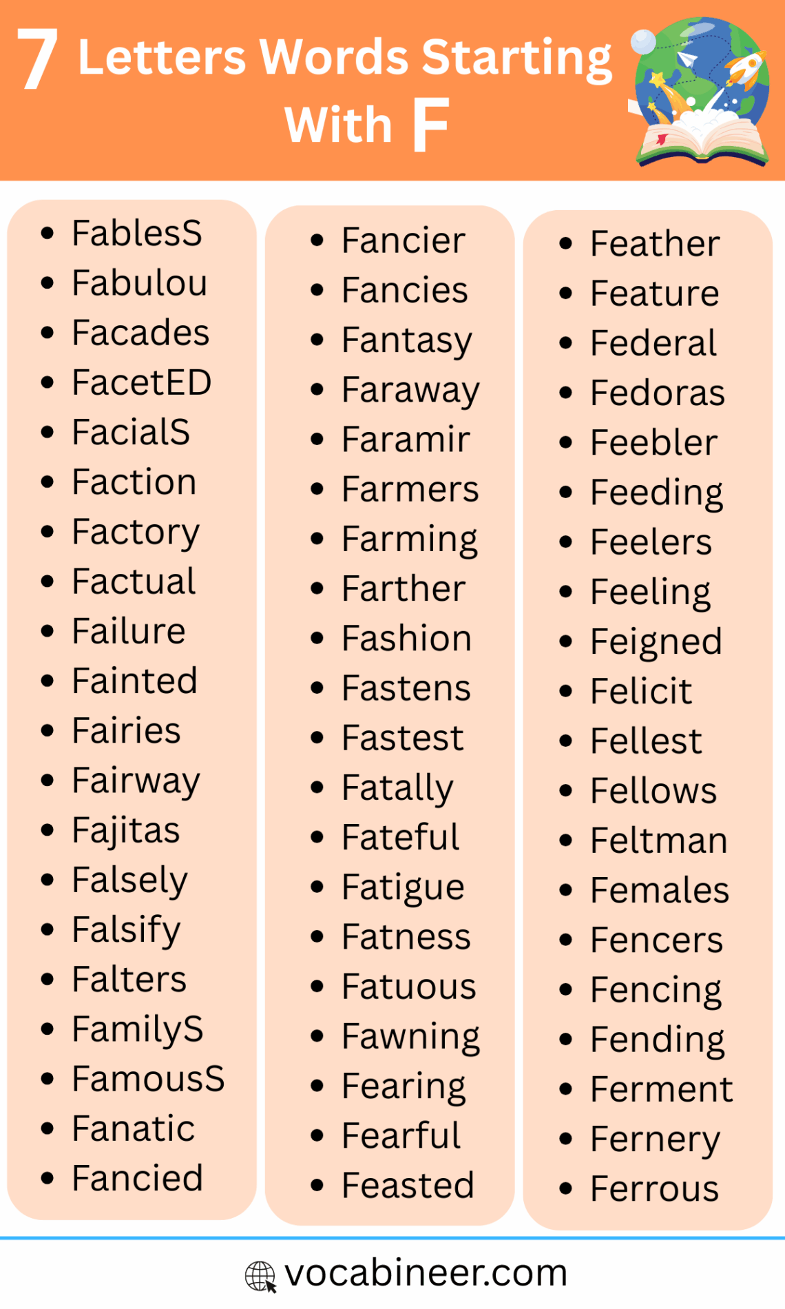 7 Letter Words Starting with F | 80 Useful F Words in English