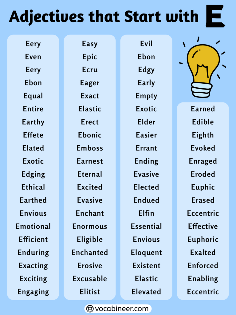 Adjectives That Begin With E: Complete Word List