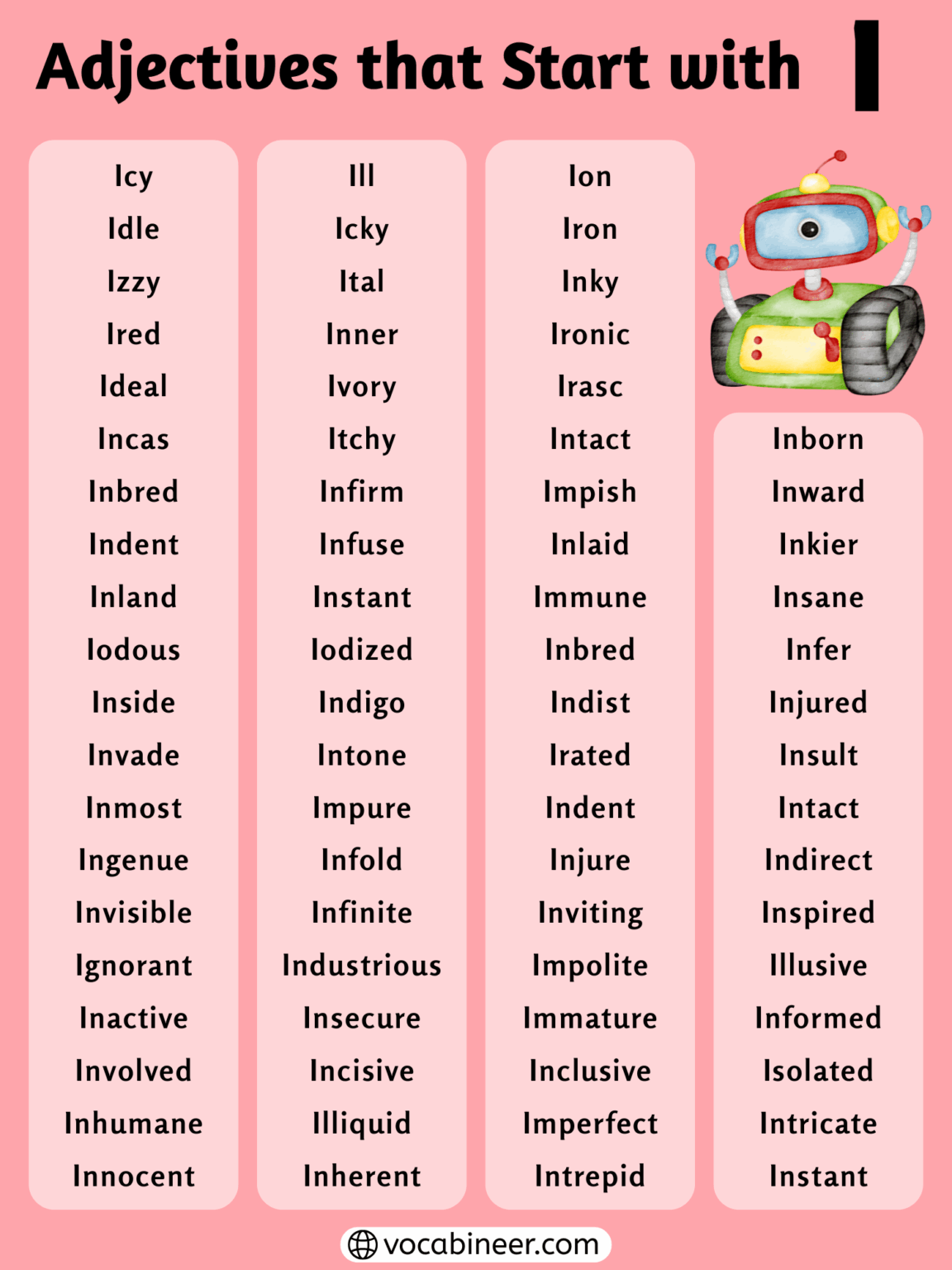 Adjectives That Begin With I: Complete Word List