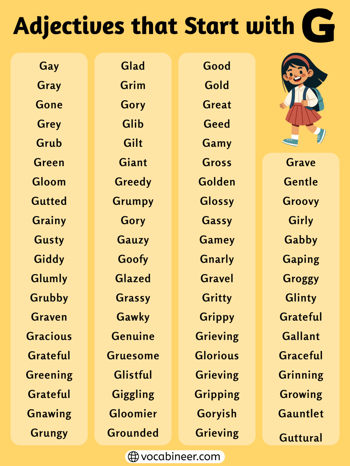 222 Adjectives That Start With G: Complete List and Meanings