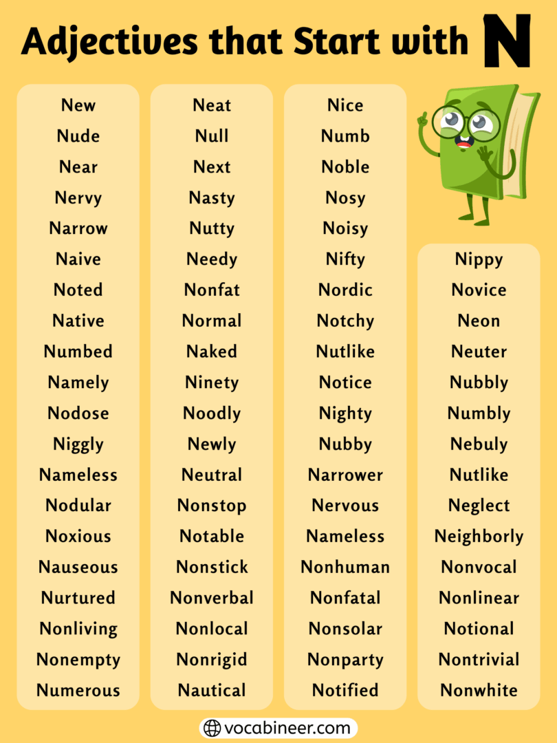 List of Adjectives Starting With N in English