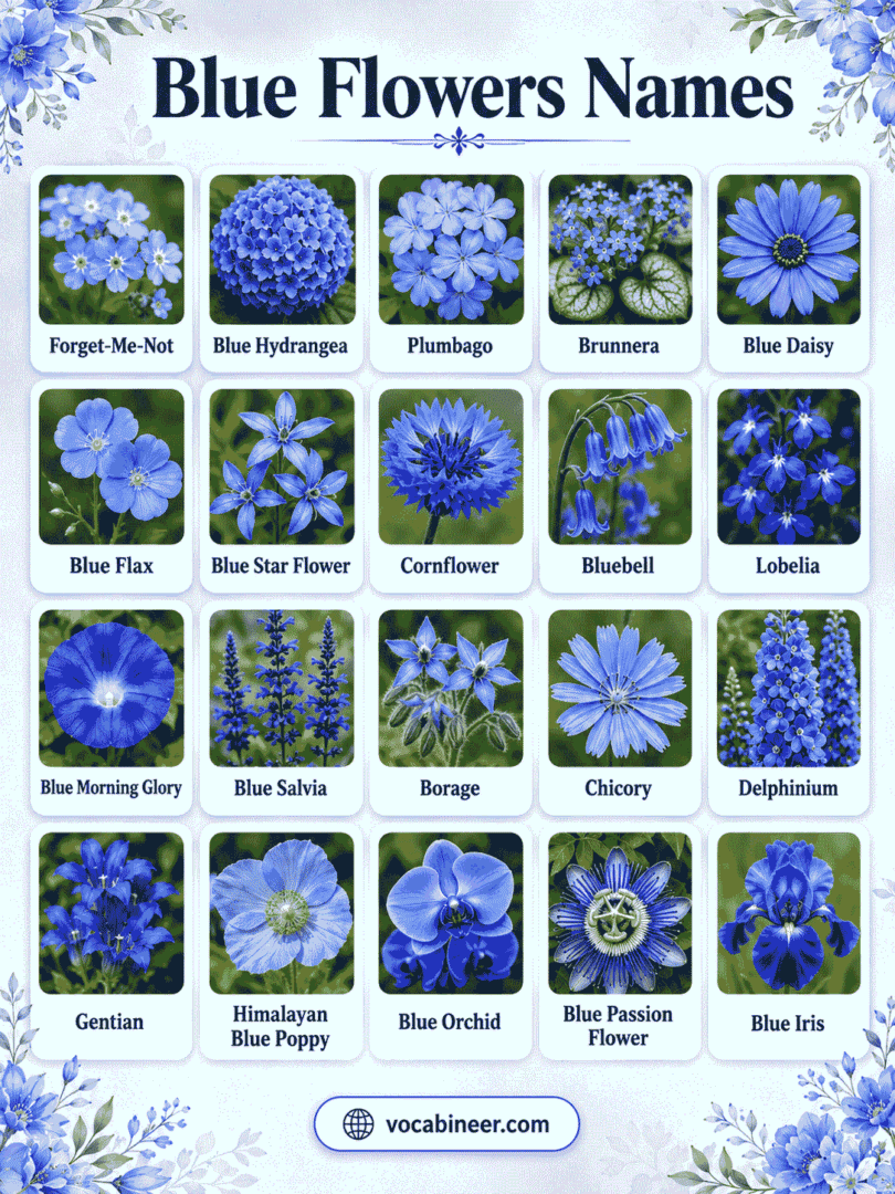 38 Blue Flower Names in English with Pictures