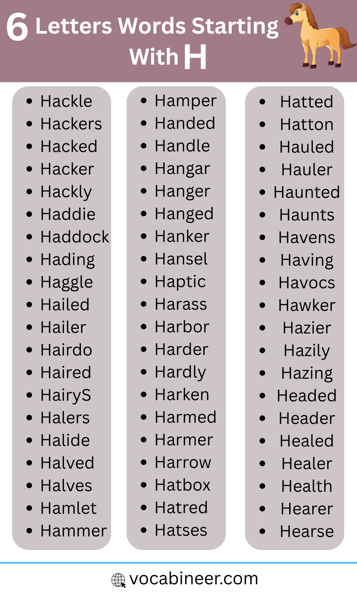 6 Letter Words That Start with H | 100+ Common H Words List