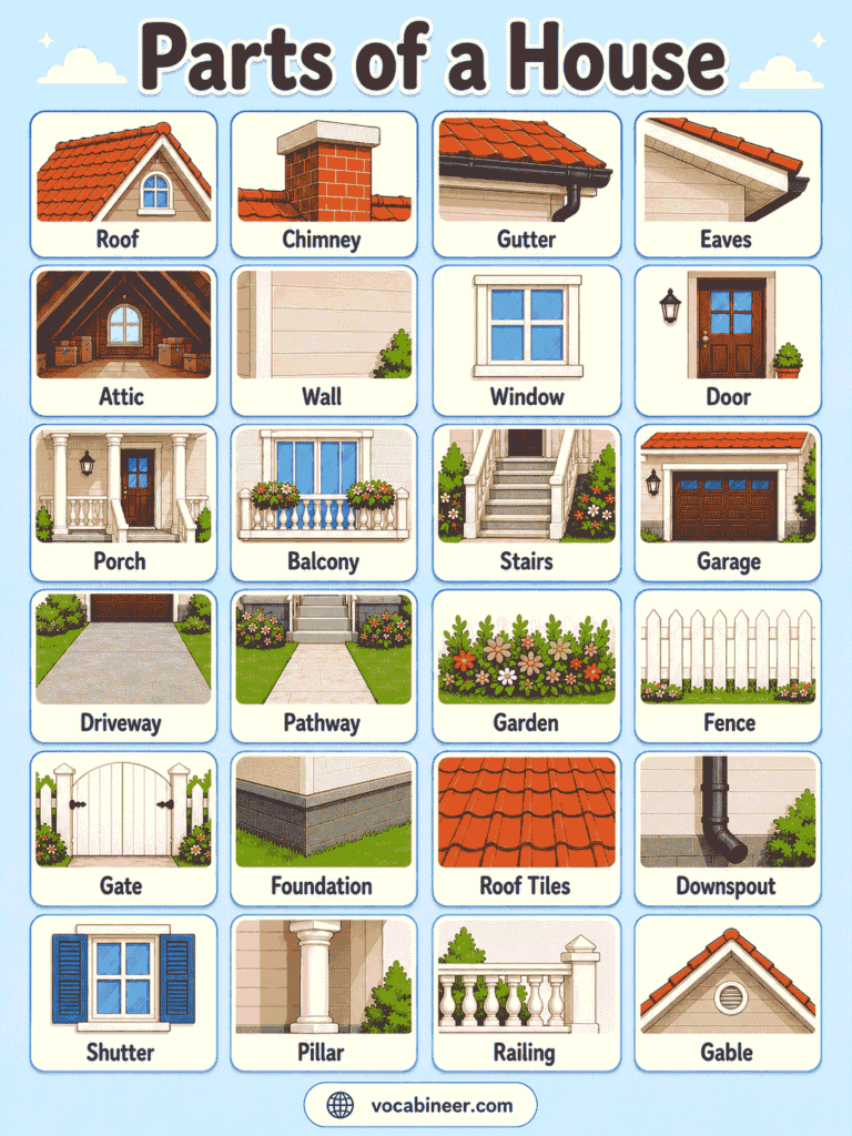 100+ Parts of a House Names in English with Pictures