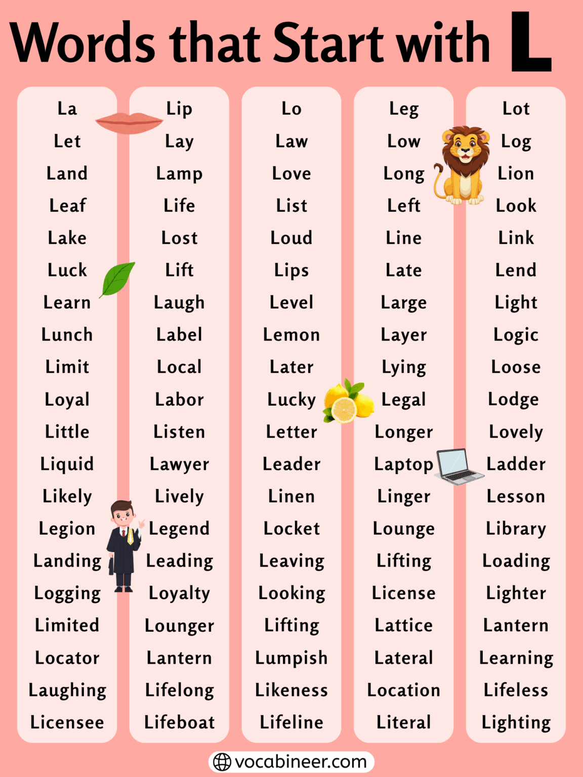 455 Words That Start with L in English