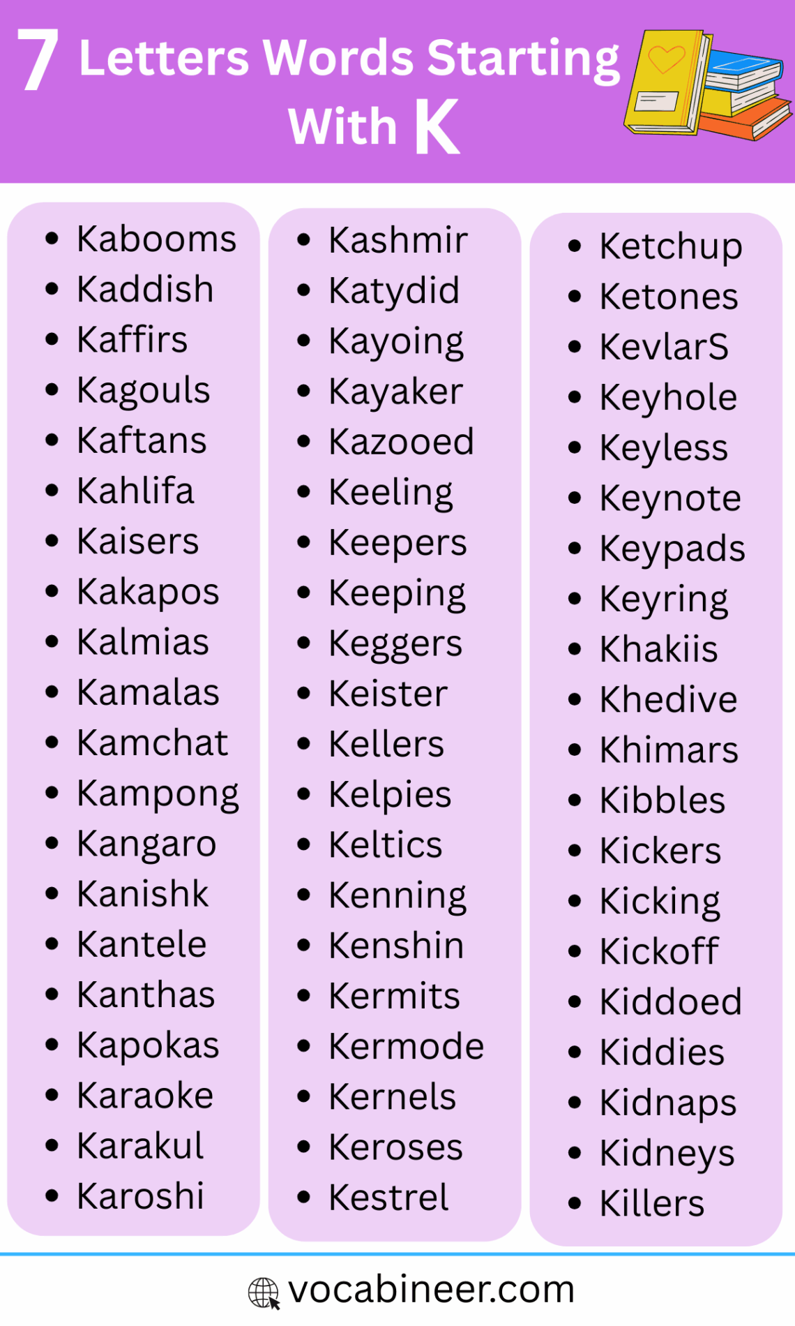 Simple 7 Letter Words that Start with K | Fun Word List for Students