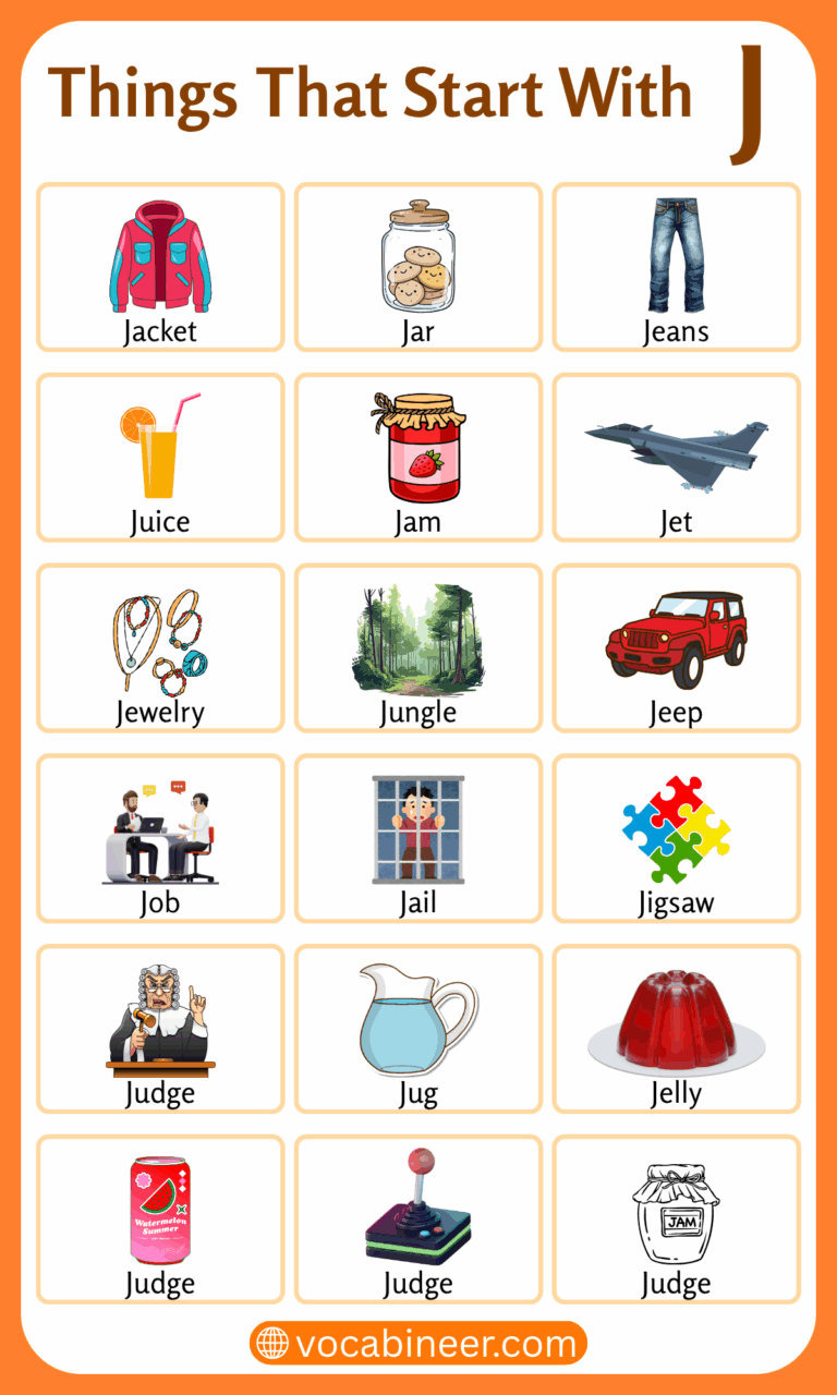 Things That Start with J | List of 260 J Things Name in English