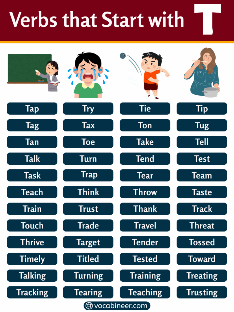 Verbs That Start With T: Meanings, Examples, and Full List