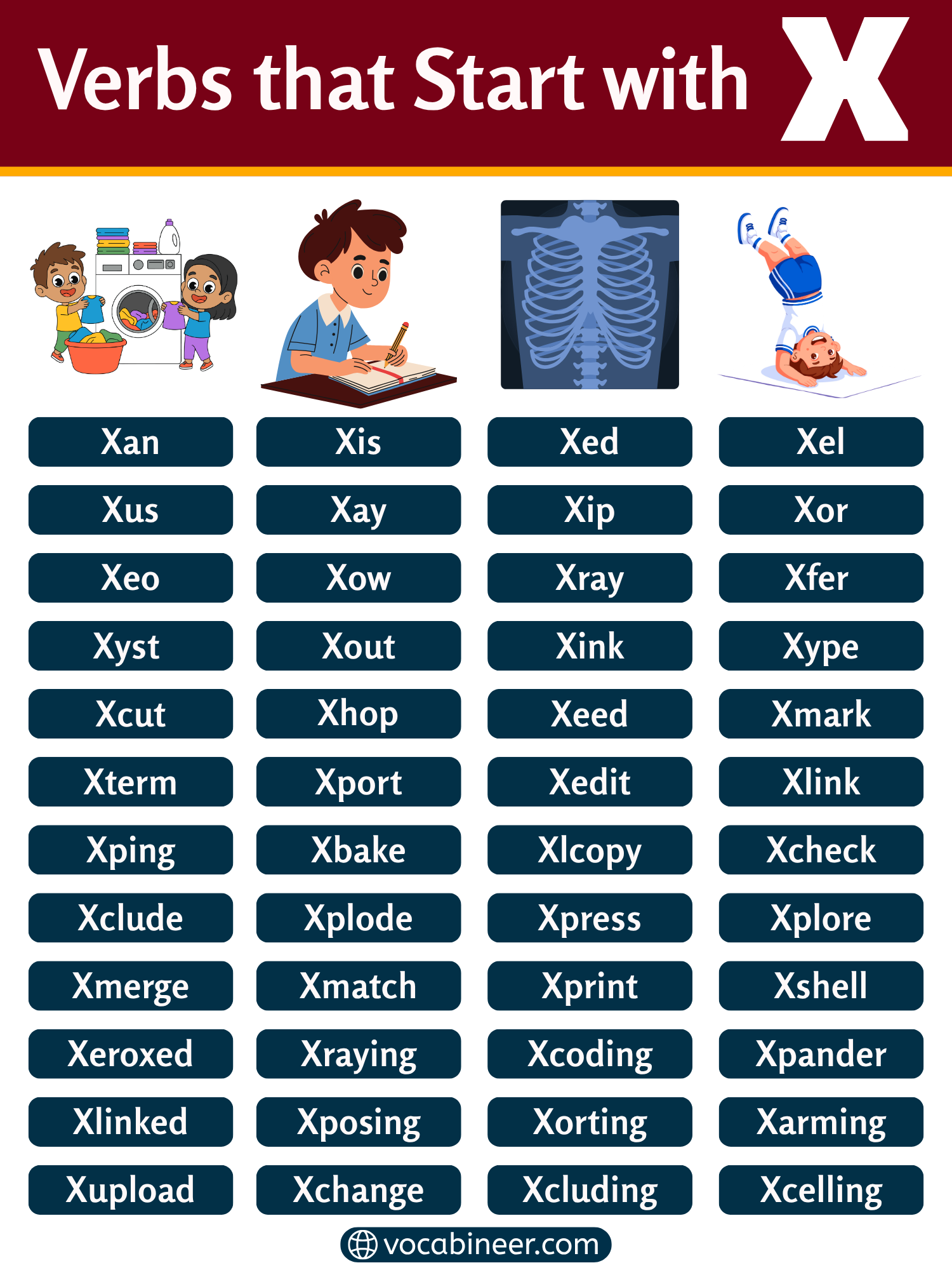 Verbs That Start With X: Full List, Meanings, and Examples
