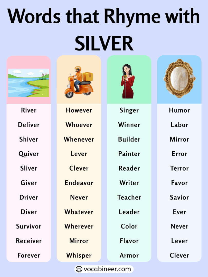 Meaningful Examples of Words That Rhyme with Silver