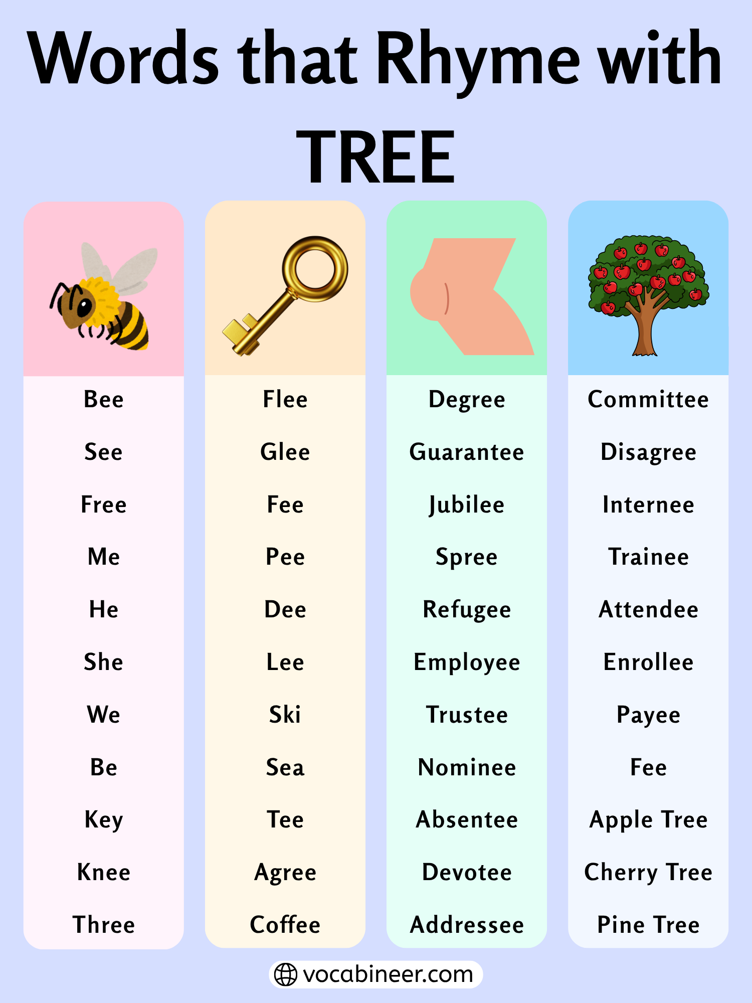 Lovely Rhymes with Tree: 598 Beautiful Words Collection