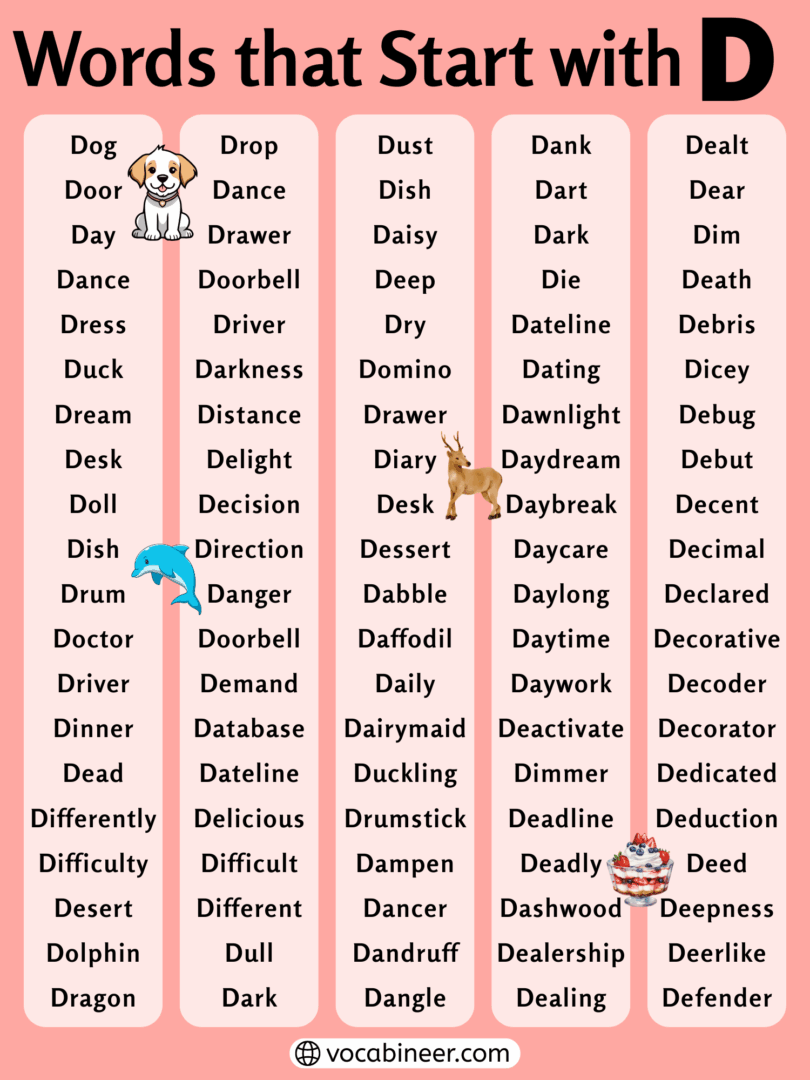 Words That Start with D | List of 422 Helpful Words in English