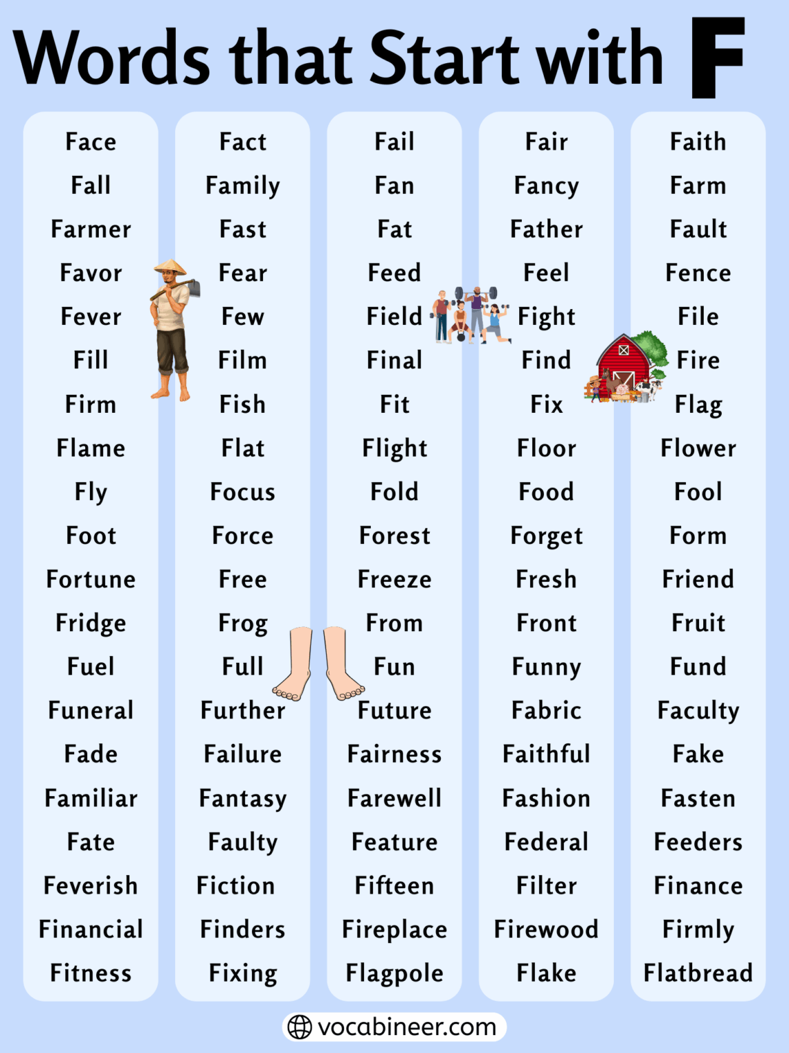 Words That Start with F | 300+ Daily Use English Words