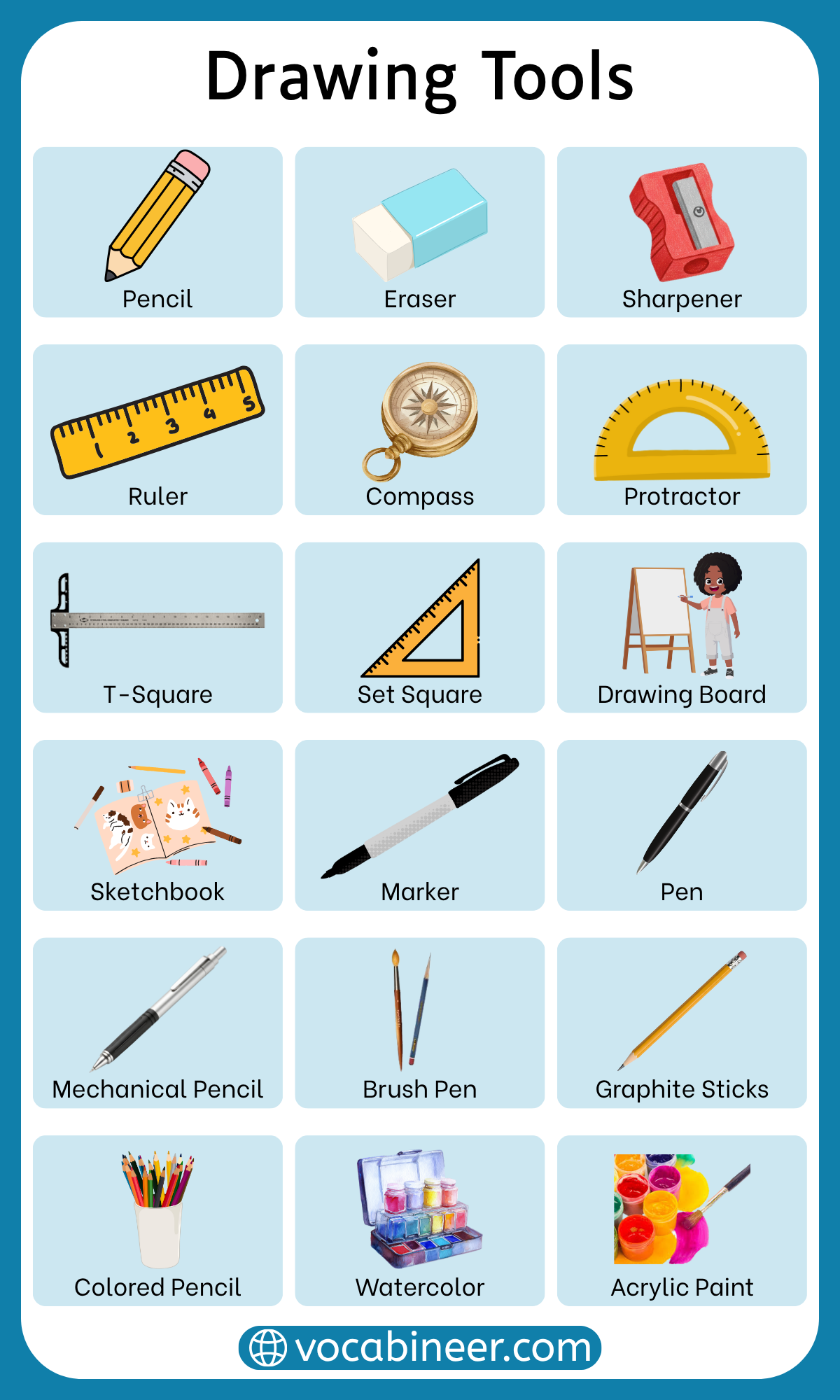 Drawing Tools Names with their Pictures