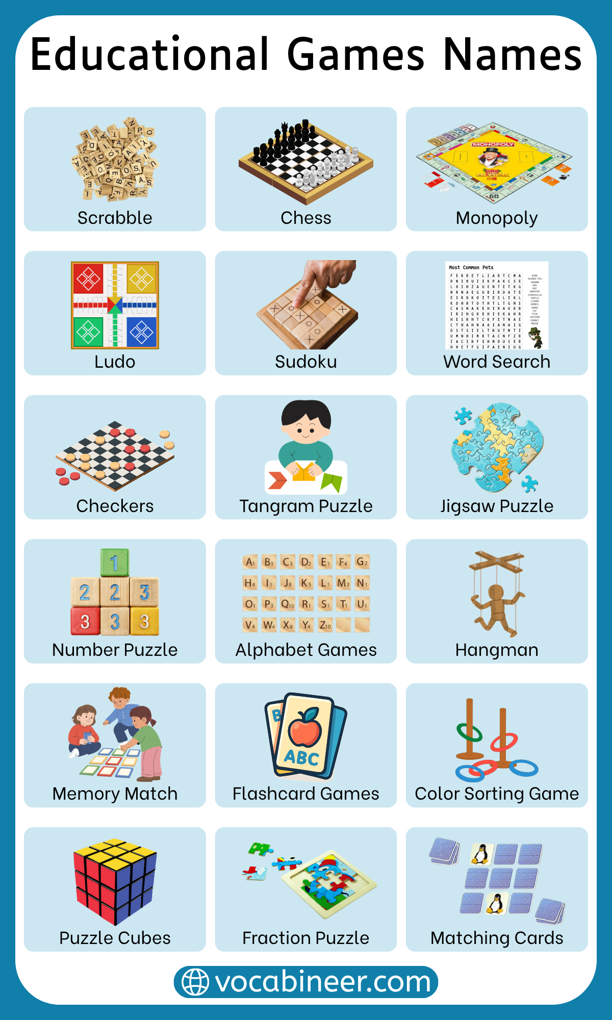 100+ Educational Games Names in English with Pictures