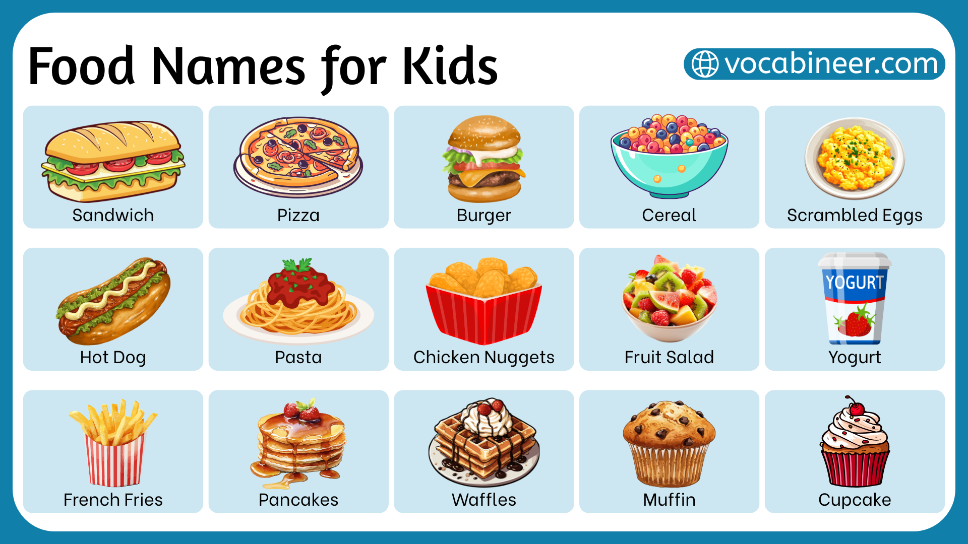 100+ Food Names for Kids in English with their Pictures