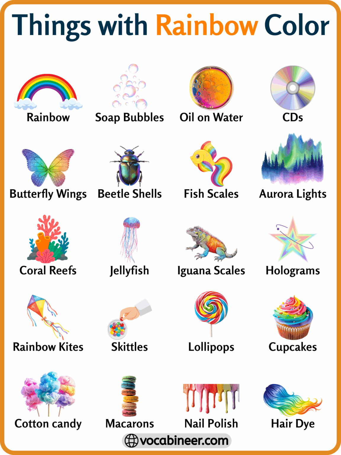 100+ Things with Rainbow Color in English
